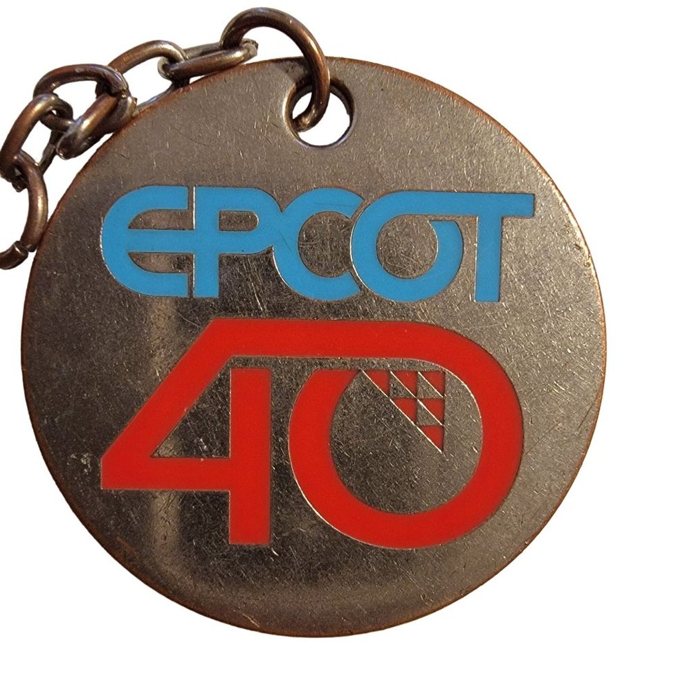 Epcot 40 40th Anniversary Silver Bag Charm Keychain D… - Gem